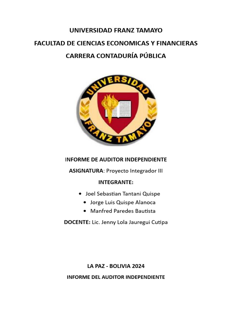 Informe Del Auditor Independiente | PDF | Auditoría | Contralor