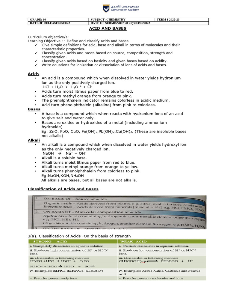Eid Holidays Task - Acid and Bases | PDF | Ph | Hydroxide