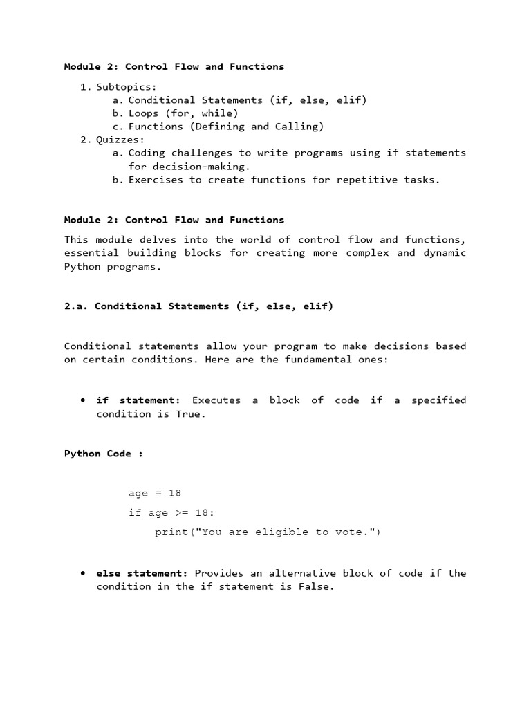 Module 2 of Python Basics by A K Singh | PDF | Control Flow | Python ... Module 2 of Python Basics by A K Singh | PDF | Control Flow | Python ...