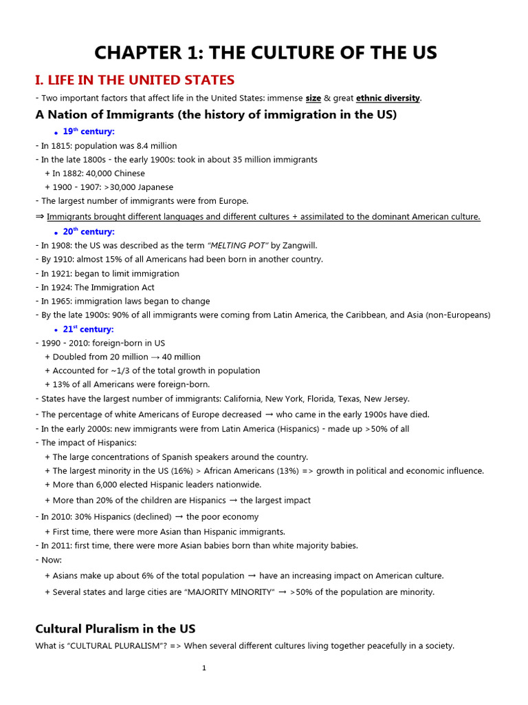 ÔN TẬP AMERICAN CULTURE | PDF | Immigration | No Child Left Behind Act