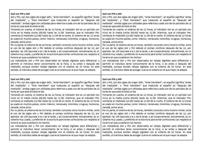 Qué Son PM y AM | PDF | Horología | Reloj