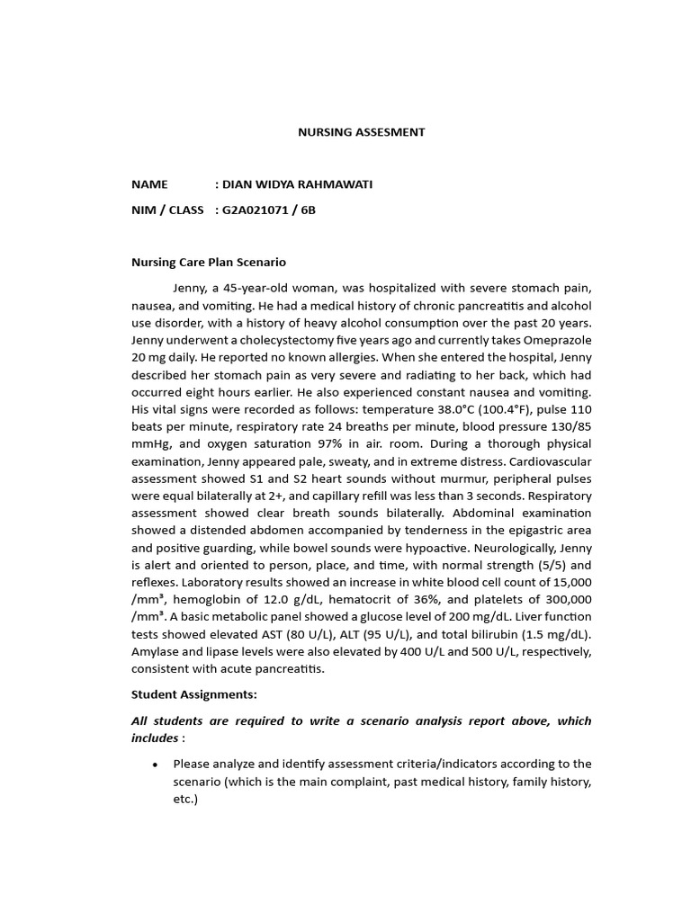 Nursing Assessment | PDF | Pain | Nausea