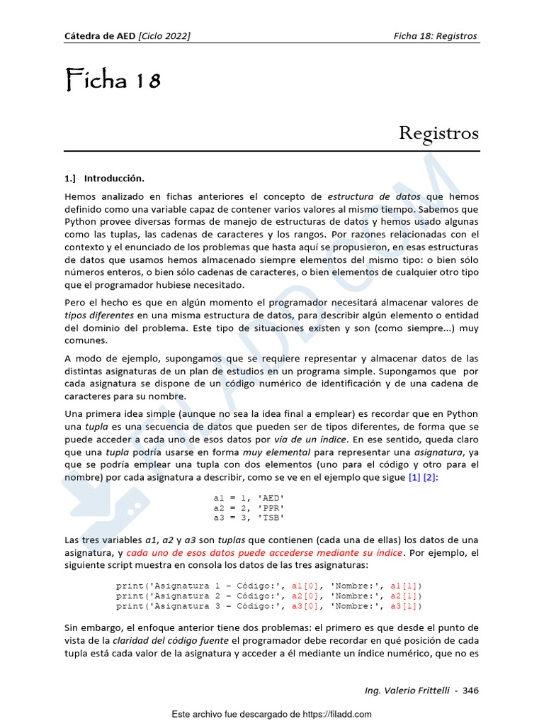 Ficha 18 2022 - Registros Python | PDF | Python (lenguaje de ...