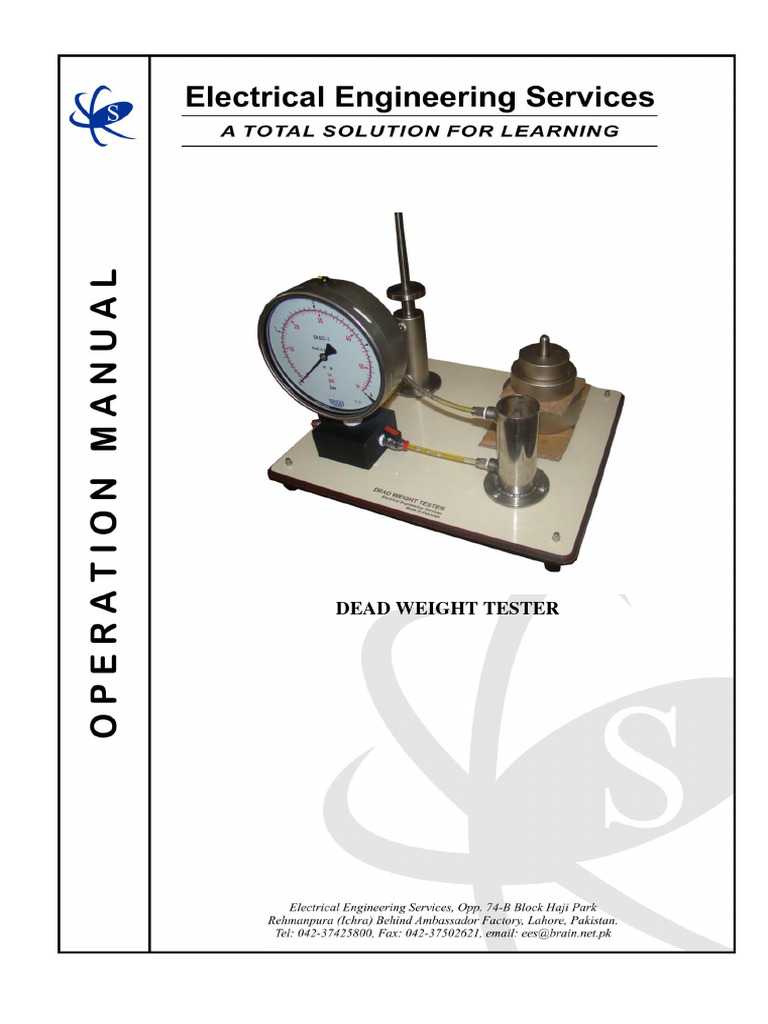 Dead Weight Tester | PDF | Pressure Measurement | Calibration