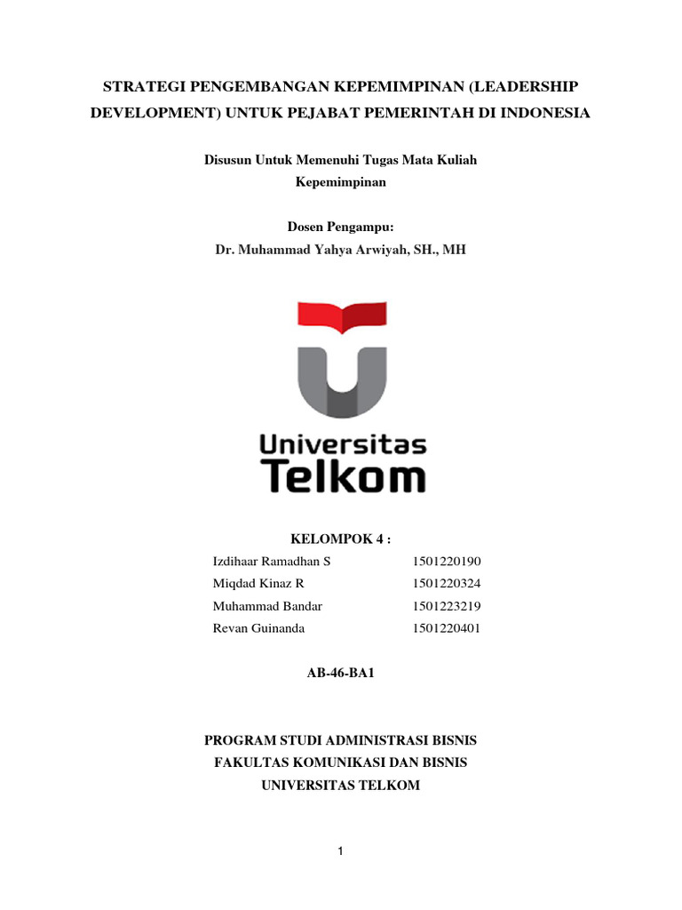 Tugas Kelompok 4 Kepemimpinan - STRATEGI PENGEMBANGAN KEPEMIMPINAN ...