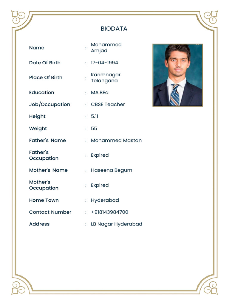 Mohammed Amjad-Apnabiodata | PDF