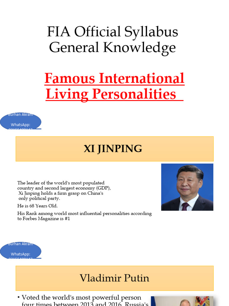 International famous Living Personalities | PDF