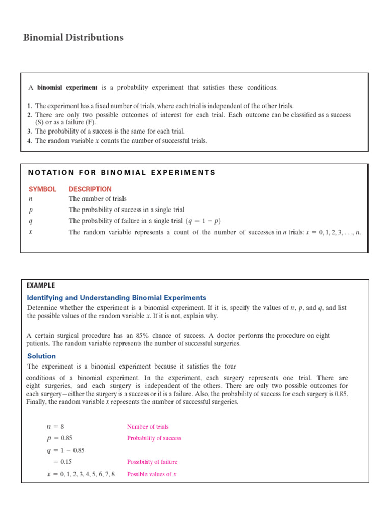 Binomial Note | PDF | Experiment | Probability Distribution