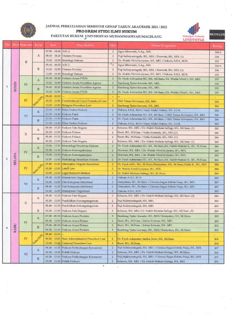 Jadwal SMT Genap TA 2021 2022 - Compressed | PDF