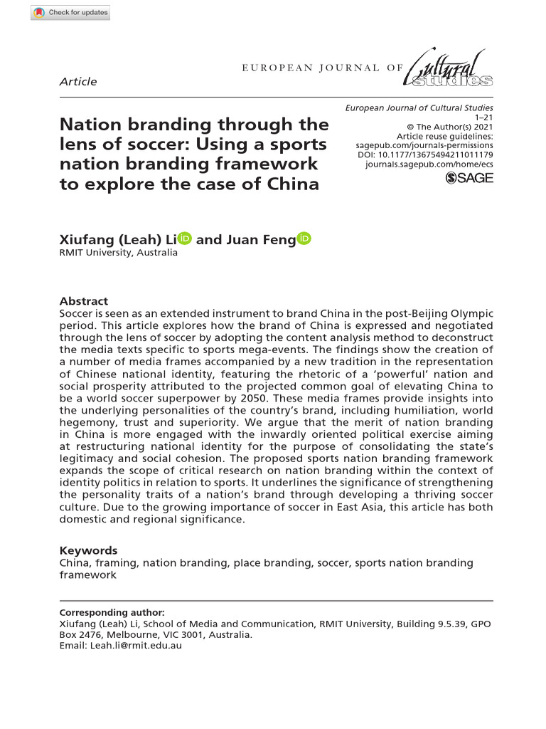 Nation Branding Through The Lens of Soccer | PDF | Brand | China