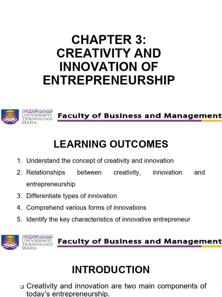Ent300 - Chapter-3-Creativity and Innovation of Entrepreneurship | PDF