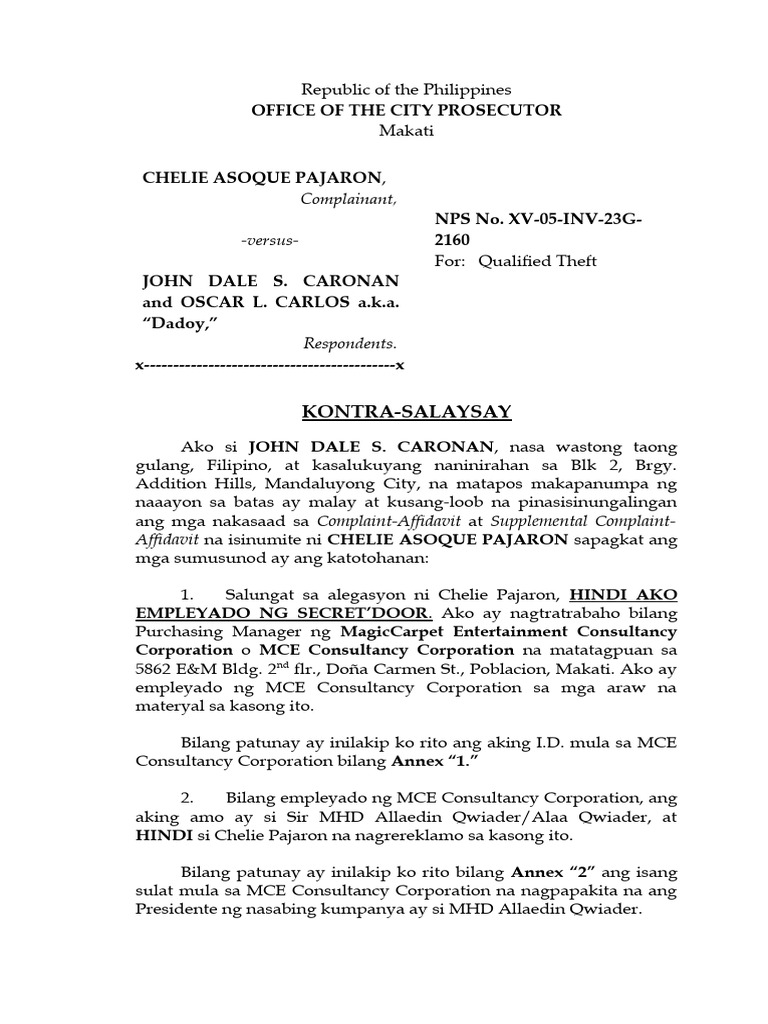 Counter-Affidavit | PDF