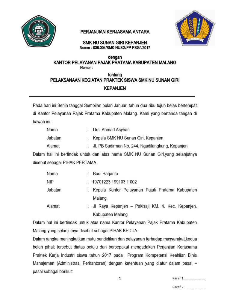 Mou SMK Nu - Kantor Pajak | PDF