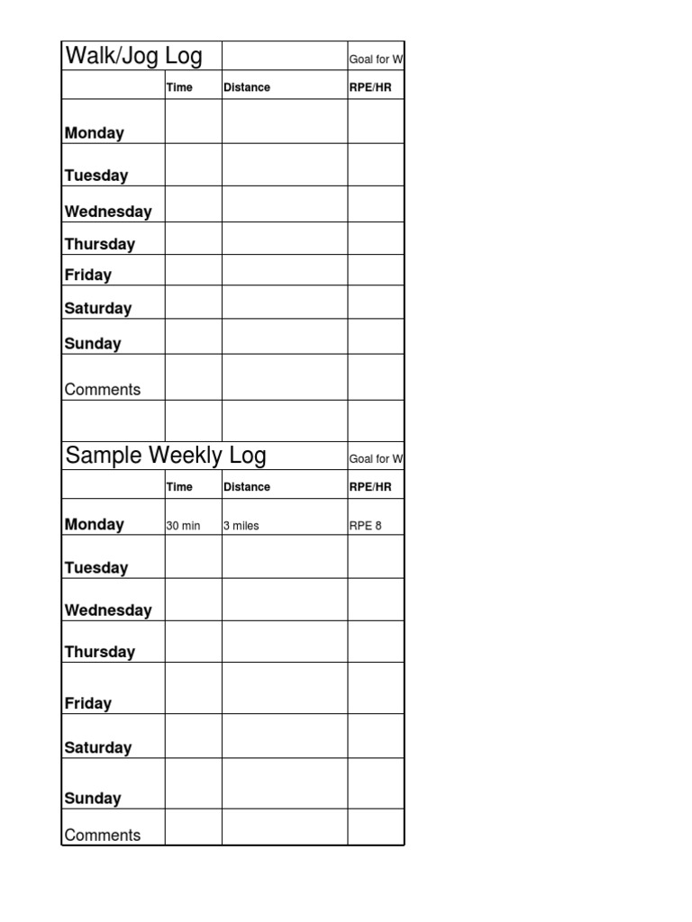 Weekly Log | PDF | Career & Growth | Sports & Recreation