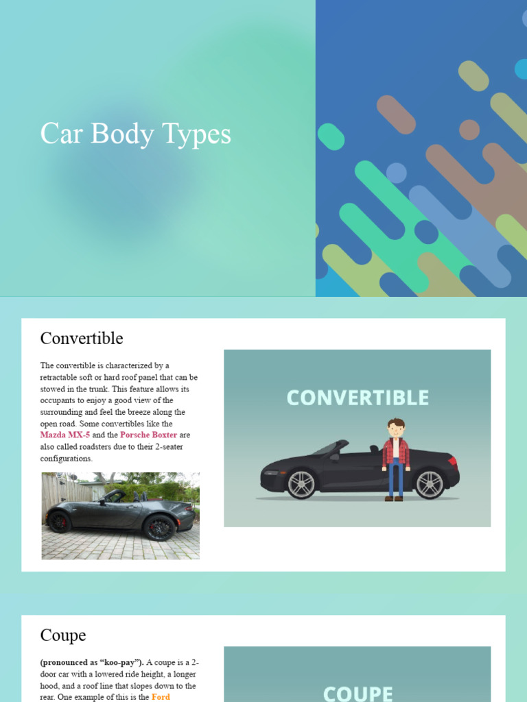 Car Body Types | Download Free PDF | Trunk (Car) | Commercial Vehicles