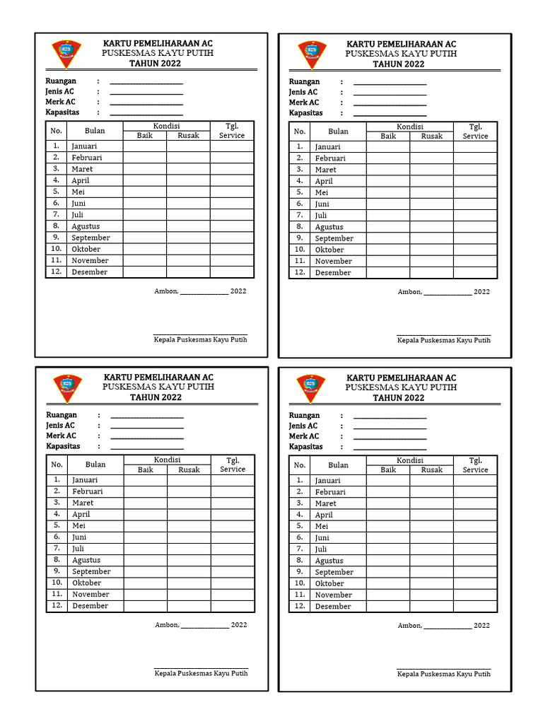Kartu Pemeliharaan Ac | PDF