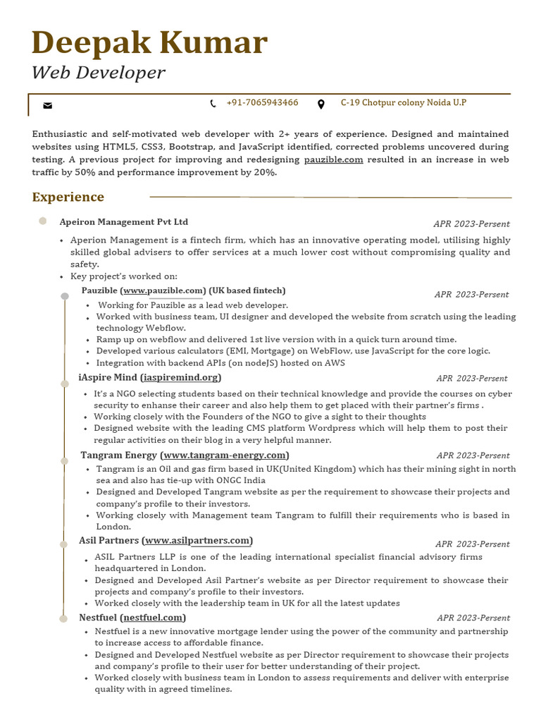 Deepak's Updated Resume | Download Free PDF | Web Development | Computing