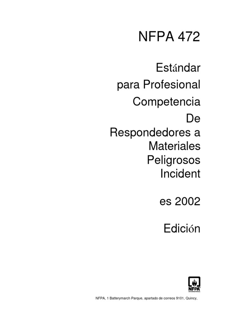 Nfpa 472 Español | PDF | Contaminación | La seguridad