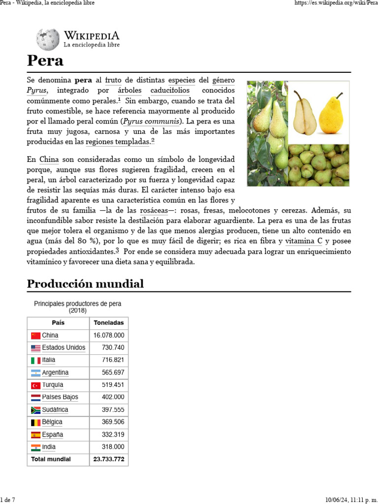 Origen y variedades de la pera | PDF | Pera | Fruta