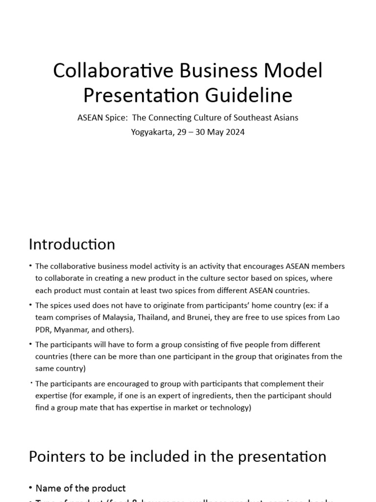 Collaborative Business Model Presentation Guideline | PDF | Business