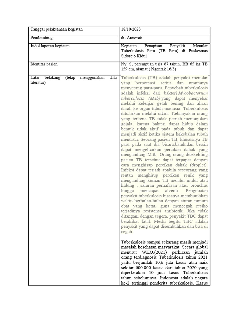 UKM Penapisan TB | PDF | Kesehatan Holistik | Sains & Matematika