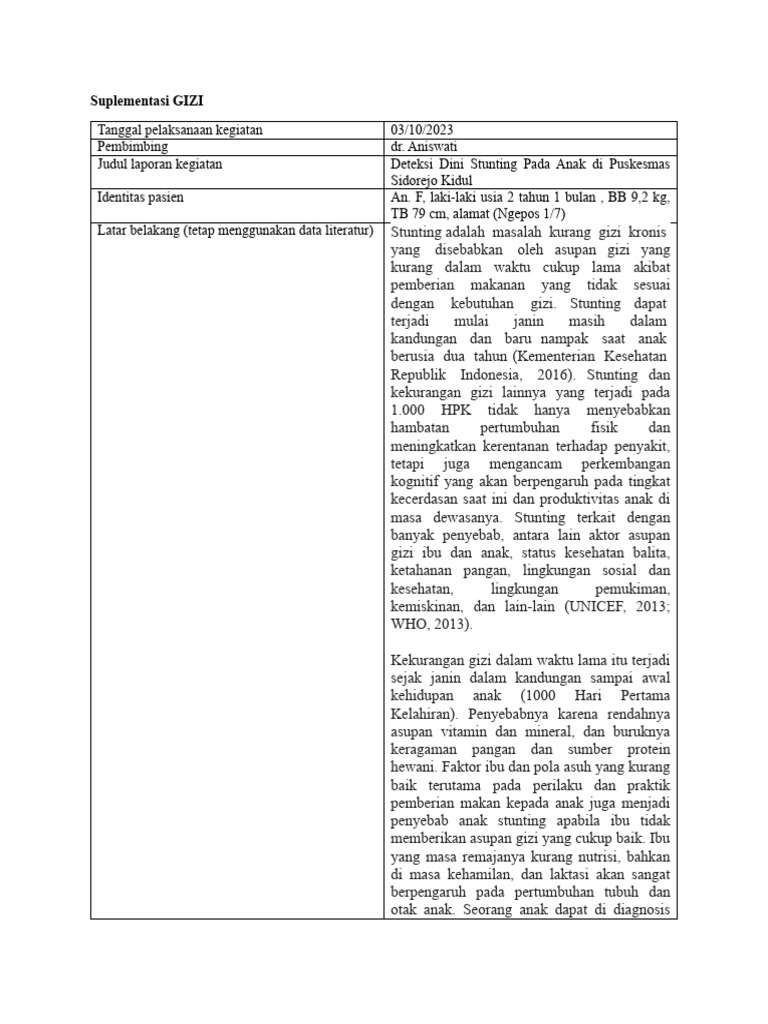 Deteksi Dini Stunting Dan Imunisasi Dasar | PDF
