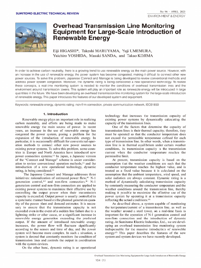 Overhead Transmission Line Monitoring | PDF