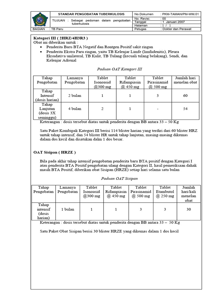 Sop TB Dws Kat III & IV | PDF | Pengembangan Diri | Kesehatan Holistik