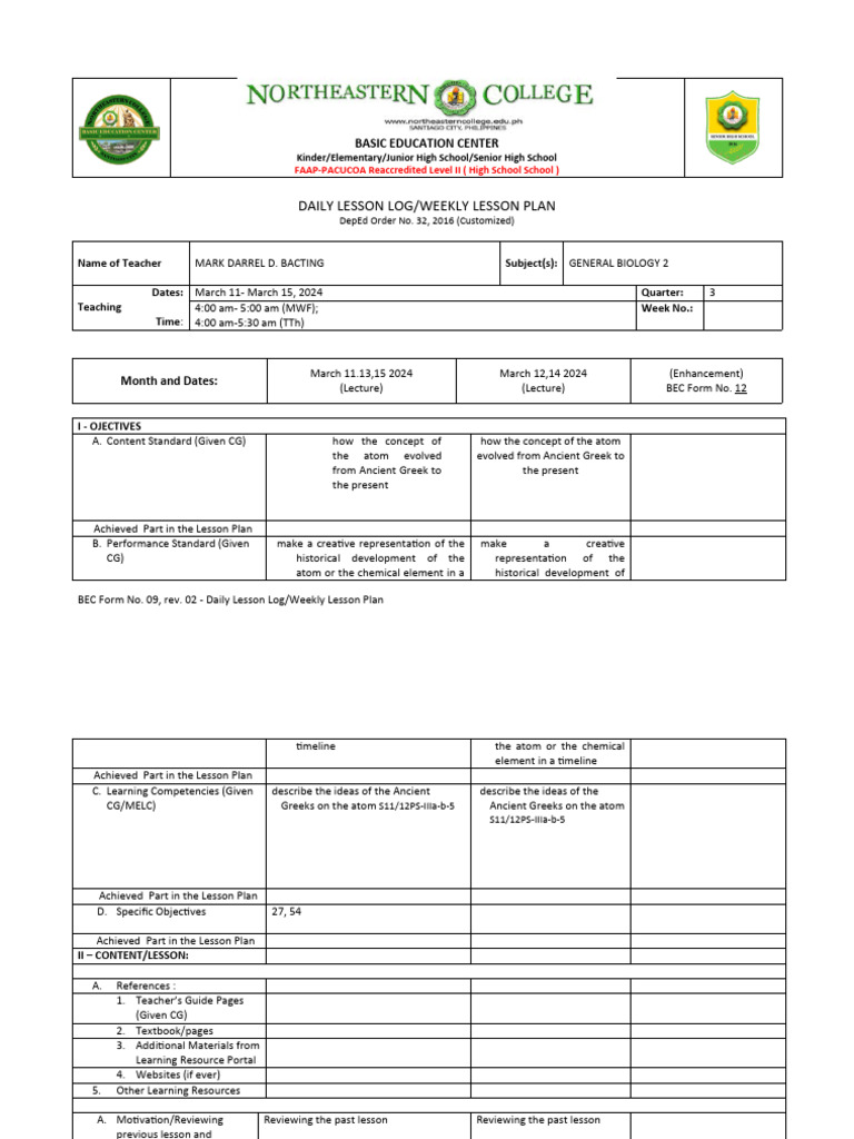 dll gen bio week 1 | PDF | Atoms | Atomic Nucleus