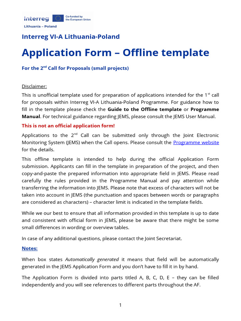 Annex 1 to the Guidance Note. JEMS Offline Application Form (3 ...