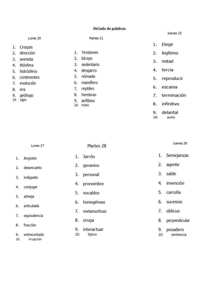 Dictado de Palabras 3 | PDF