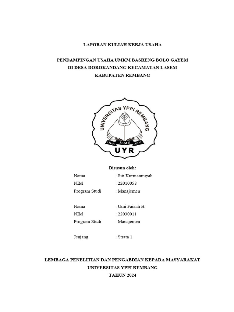 Laporan KKU Basreng Bolo Gayem Terakhir 1 | PDF | Karier & Perkembangan ...