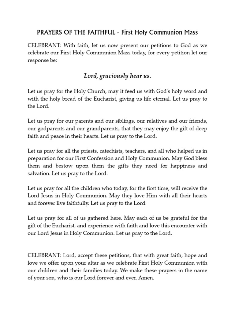 First Holy Communion Petitions | PDF
