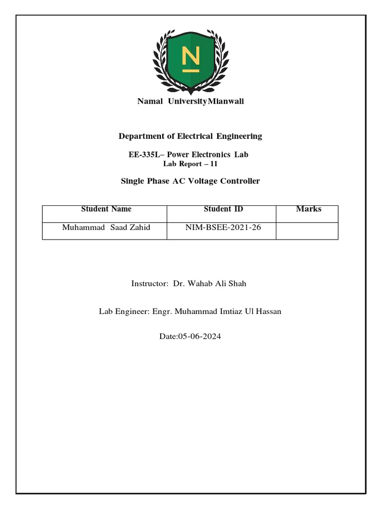 Single Phase AC Voltage Controller | PDF | Electrical Network | Power Electronics