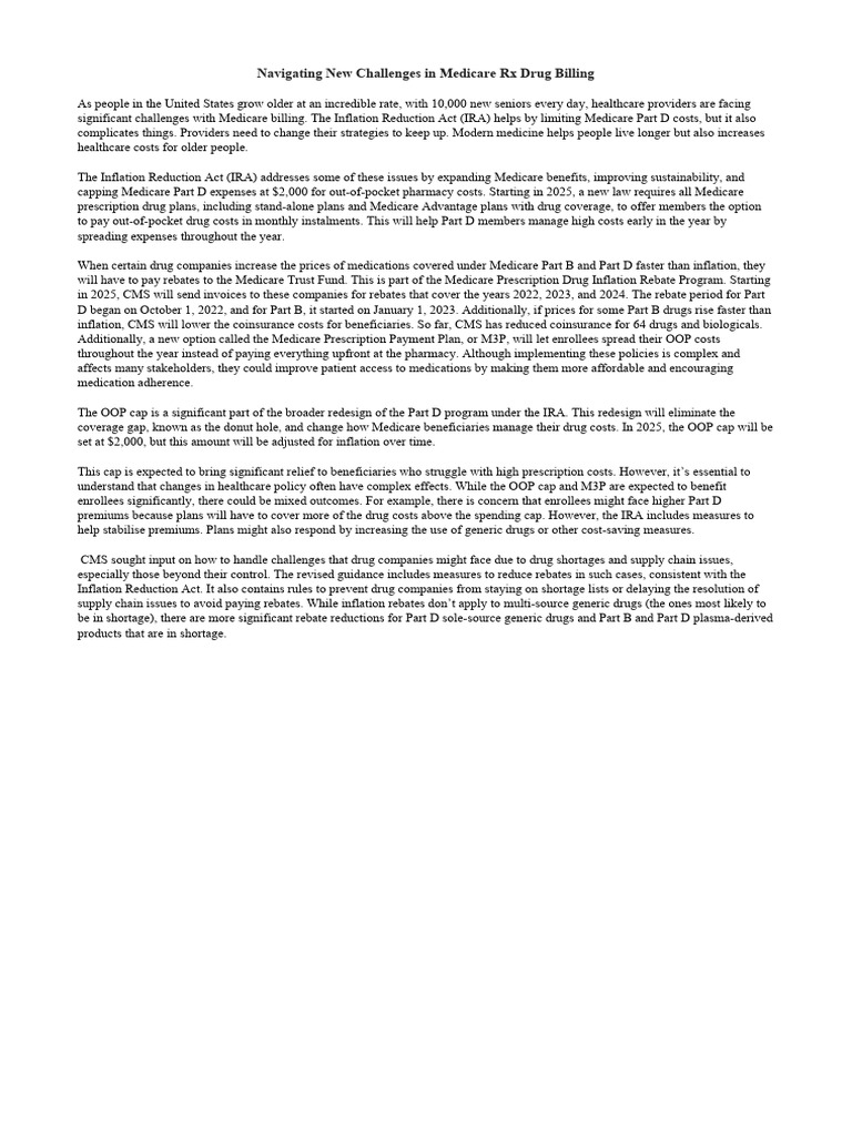 Medicare Rx Drug Billing Challenges | PDF | Medicare Part D | Medicare ...