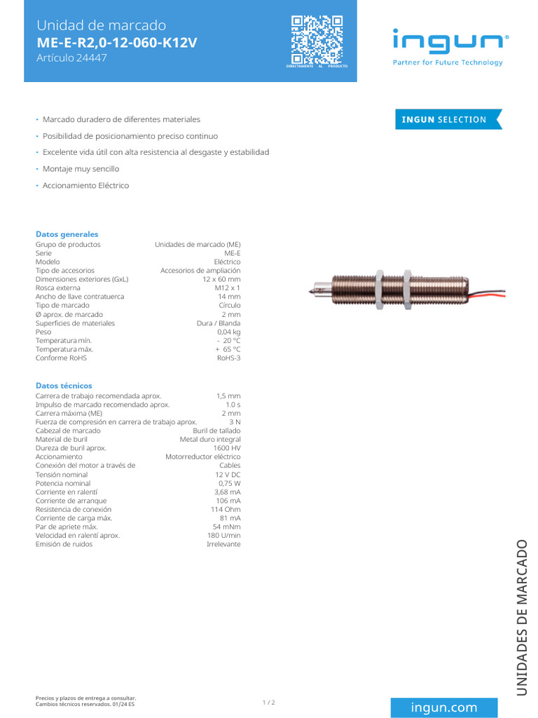 INGUN_ME-E-R2,0-12-060-K12V_24447_ES_Datasheet | PDF