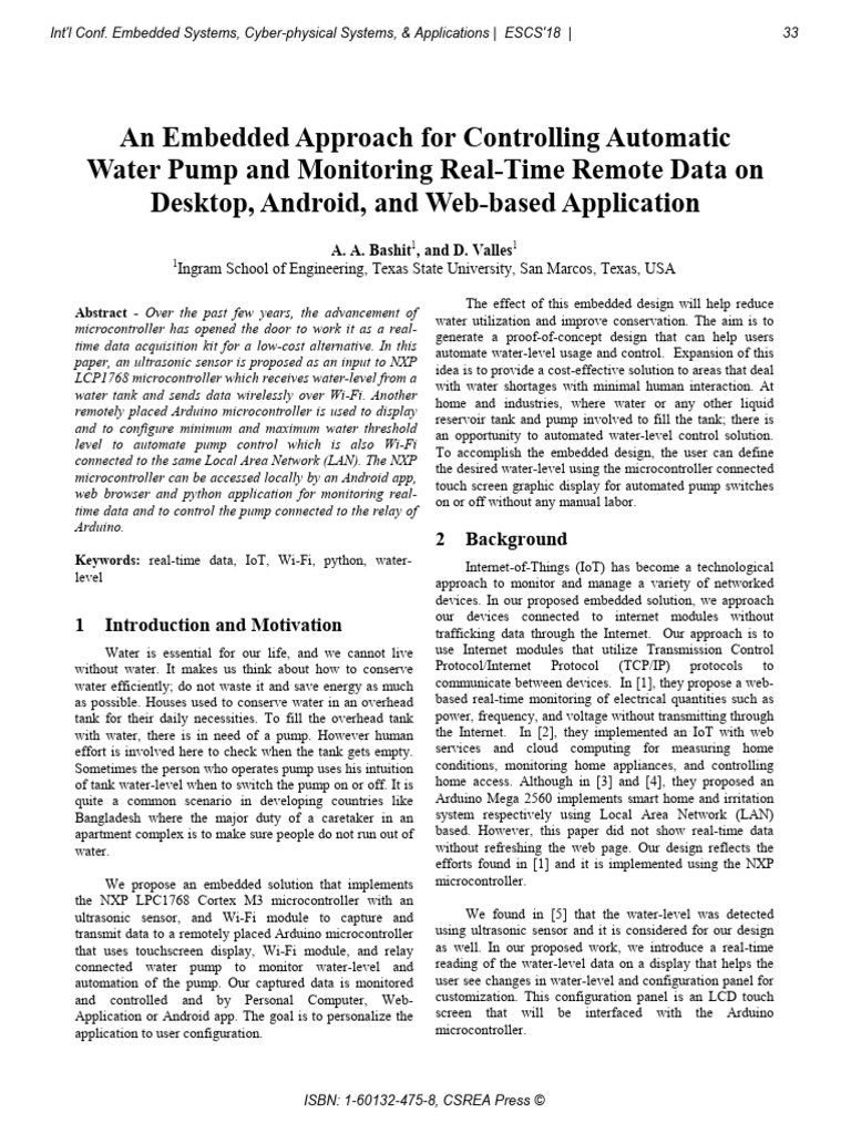 An Embedded Approach For Controlling Automatic Water Pump and Monitoring Real-Time Remote Data ...