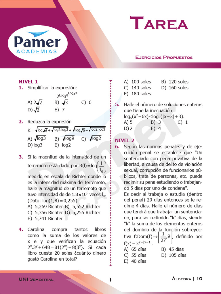 Talgebra Sem 10 | PDF | Análisis matemático | Objetos matemáticos