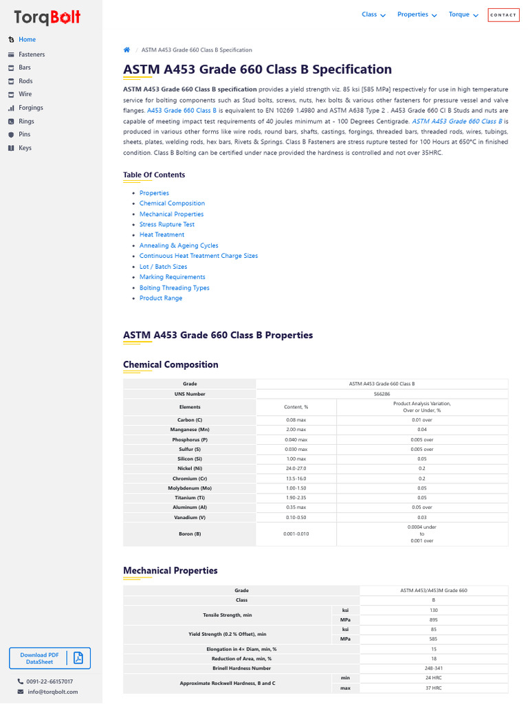 Astm a453 Grade 660 Class b Specification | PDF | Screw | Heat Treating