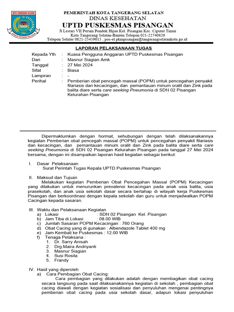 20 Mei Melda Format LPT & Foto Kecacingan 2024 | PDF