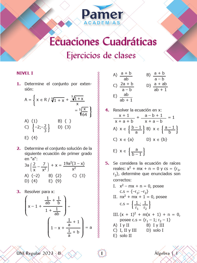 Algebra - Sem 1 | PDF | Ecuaciones | Conceptos matemáticos