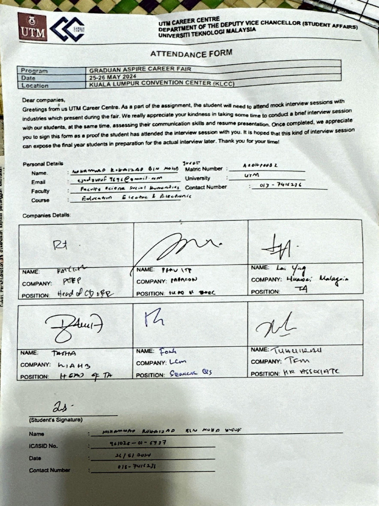 Attendance Form | PDF