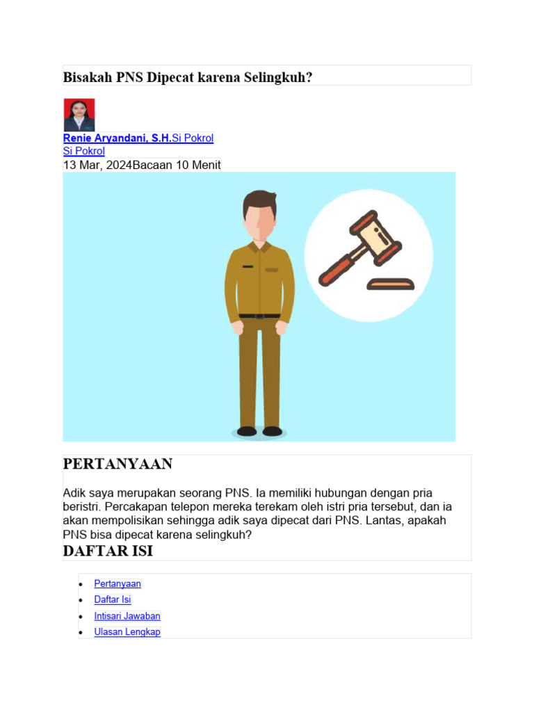 Bisakah PNS Dipecat Karena Selingkuh | PDF | Politik