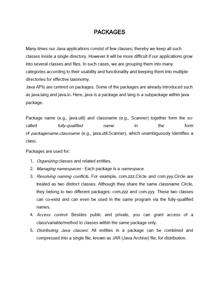 Packages | PDF | Java (Programming Language) | Namespace