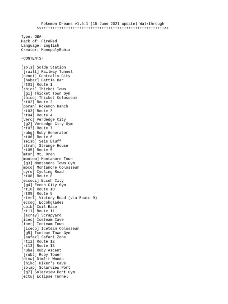 Pokemon Dreams Walkthrough v1.5.1 | PDF | Pokémon