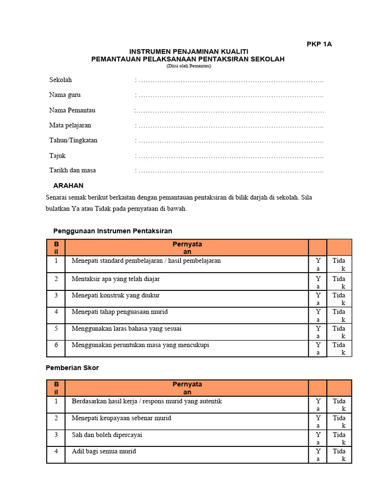 Borang 4P PBD PEMANTAUAN | PDF