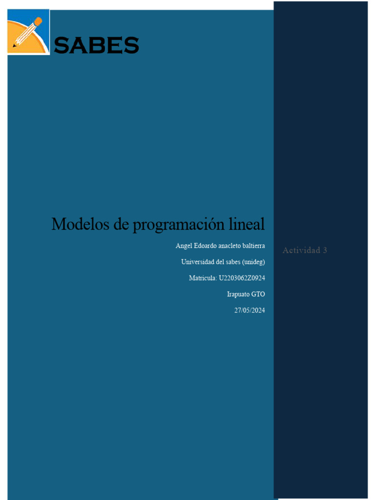 Modelos de programación lineal | Descargar gratis PDF | Programación lineal | Optimización ...