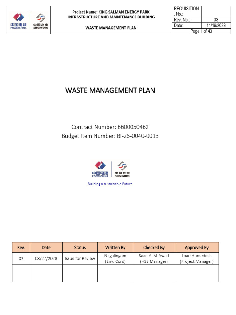 SH-Waste Management Plan Rev.03 | Download Free PDF | Waste | Waste ...