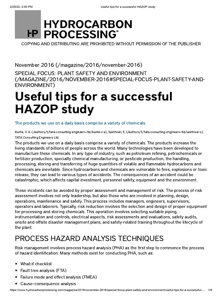 Tips for Effective HAZOP Studies | PDF | Engineering | Process Engineering