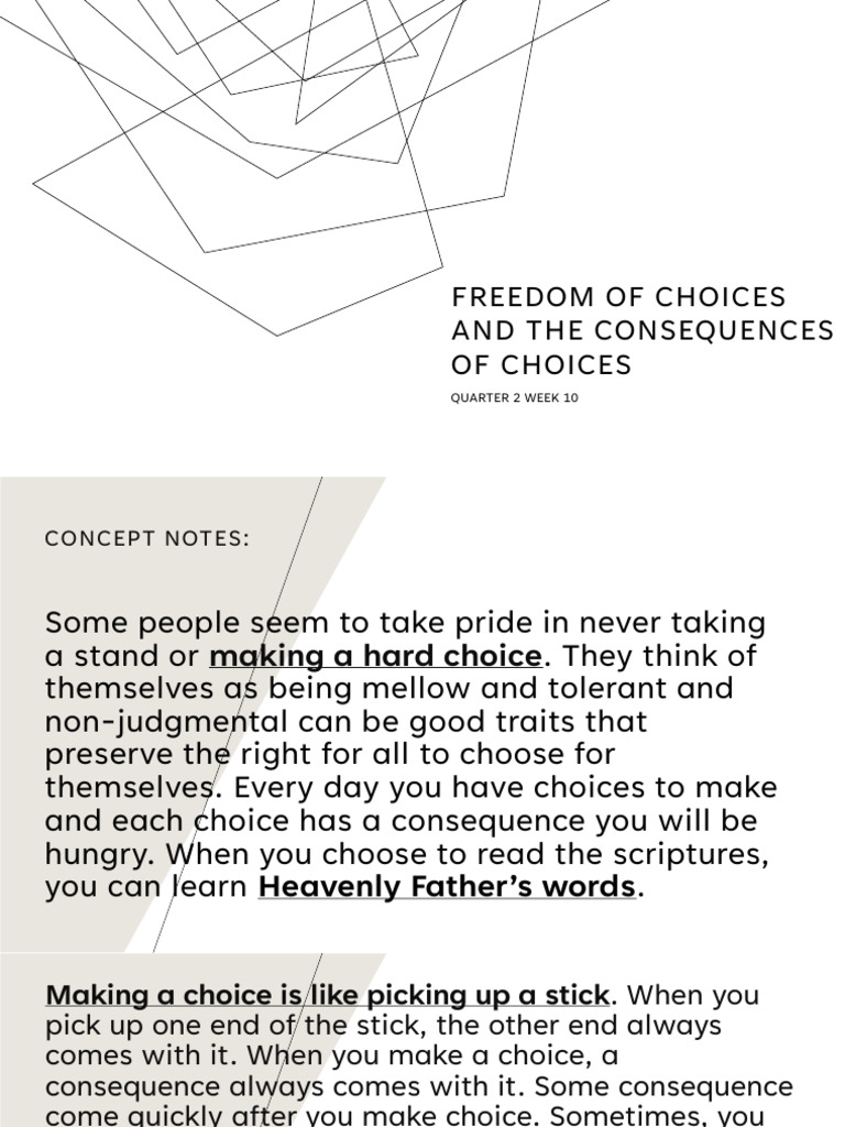 Freedom of Choices and The Consequences of Choices | PDF | Behavioural ...